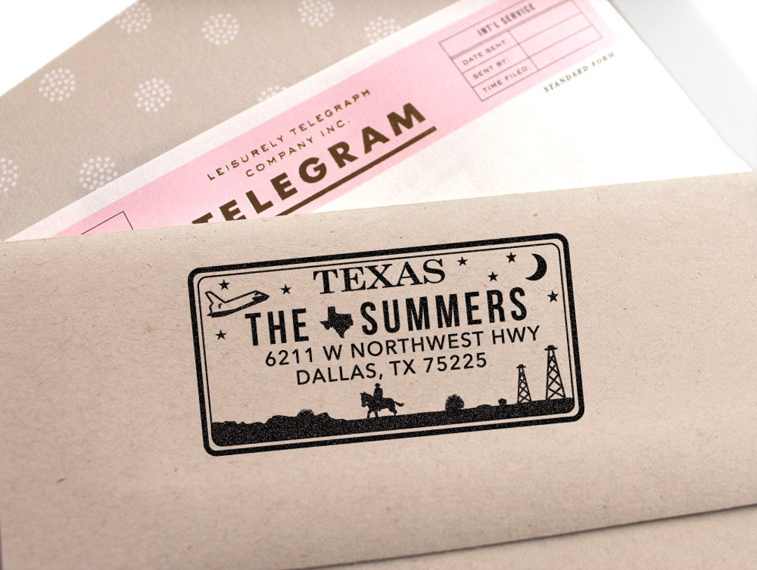 Custom Texas License Plate Return Address Stamp, Wedding Gift, Wedding ...