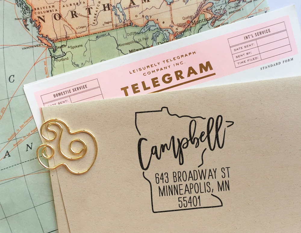 Custom Minnesota State Return Address Stamp Perfect Gift for | Etsy