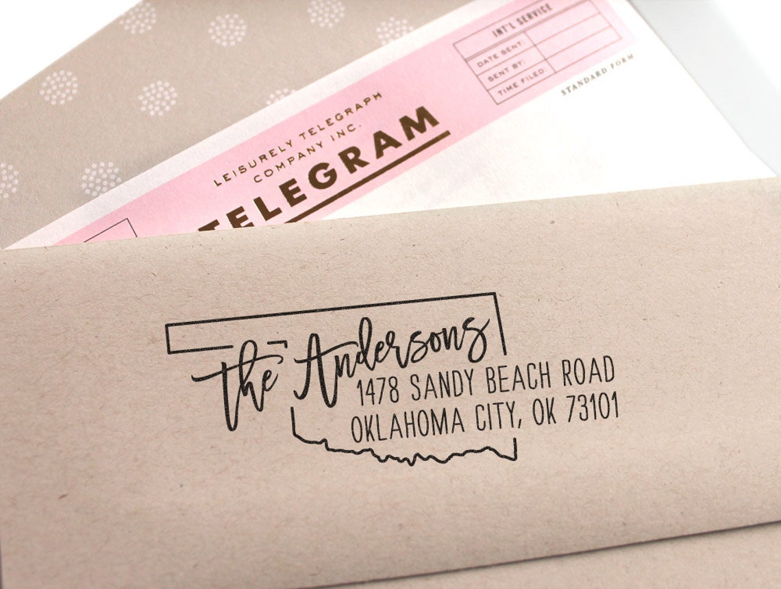 Custom Oklahoma State Return Address Stamp, Rubber or Self Inking, Save ...