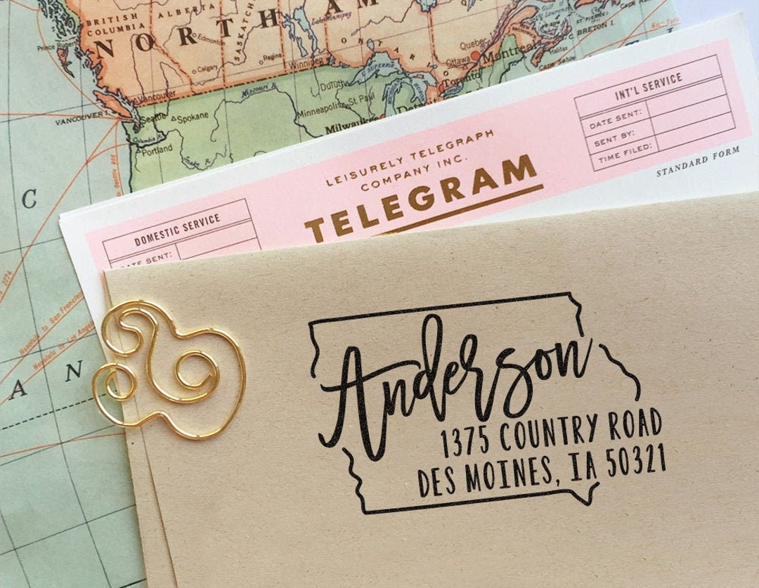 Custom Iowa Map Return Address Stamp, Perfect Gift for Holidays ...