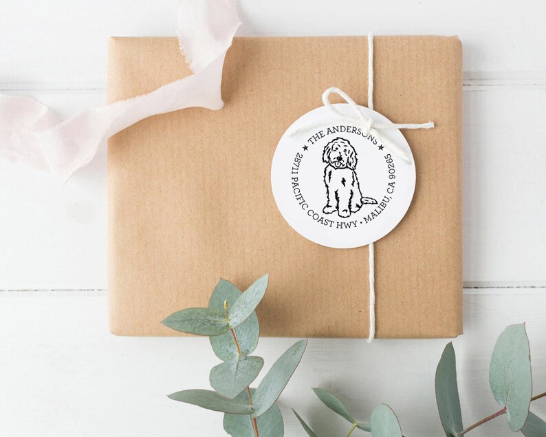 Custom Address Stamp, Goldendoodle Dog Return Address Stamp, Customized ...