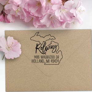 Return Address Stamp, Custom Michigan State Address Stamp, Gift for ...