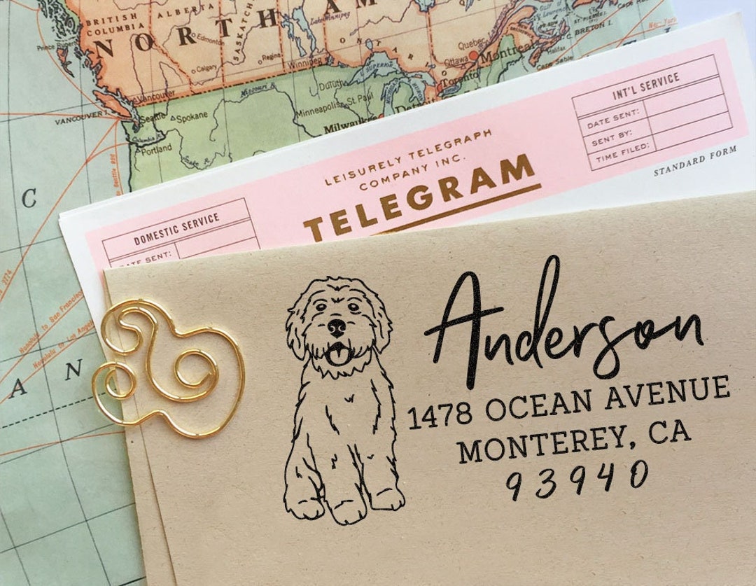 Custom Address Stamp Cockapoo Doodle Dog Return Address Holiday Gift ...