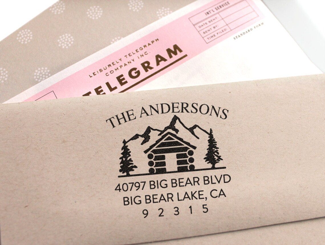 Return Address Stamp Cabin in the Mountains Wedding - Etsy