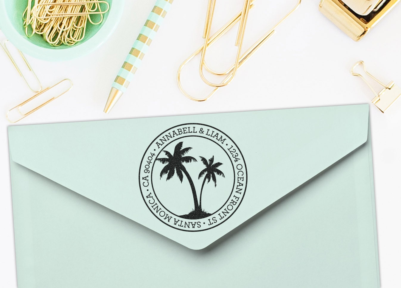 Custom Address Stamp Palm Tree Return Address Stamp | Etsy