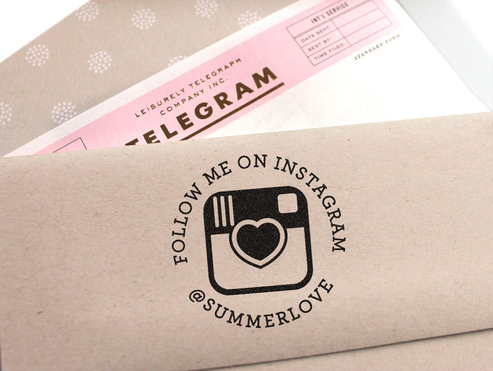 Custom Social Media Rubber Stamp With a Heart and the - Etsy