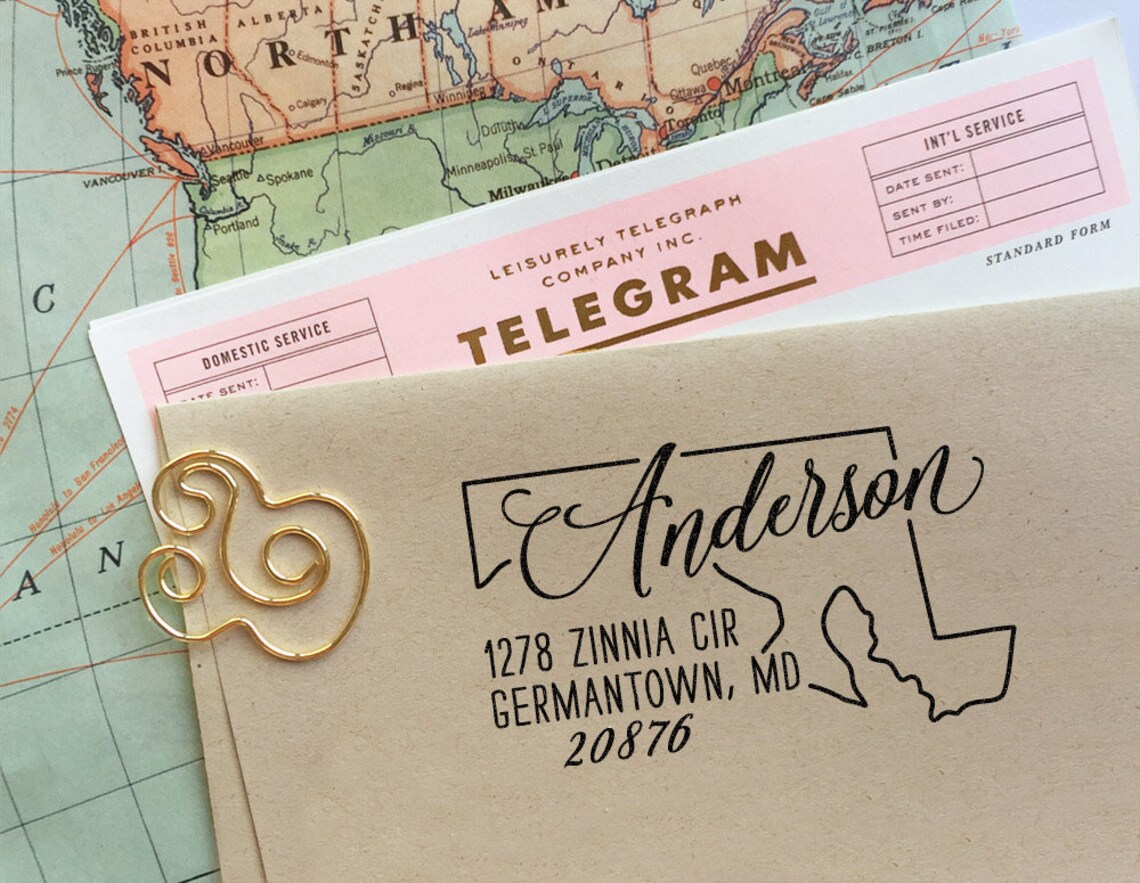 Custom Maryland Map Return Address Stamp, Perfect Gift for Holidays ...