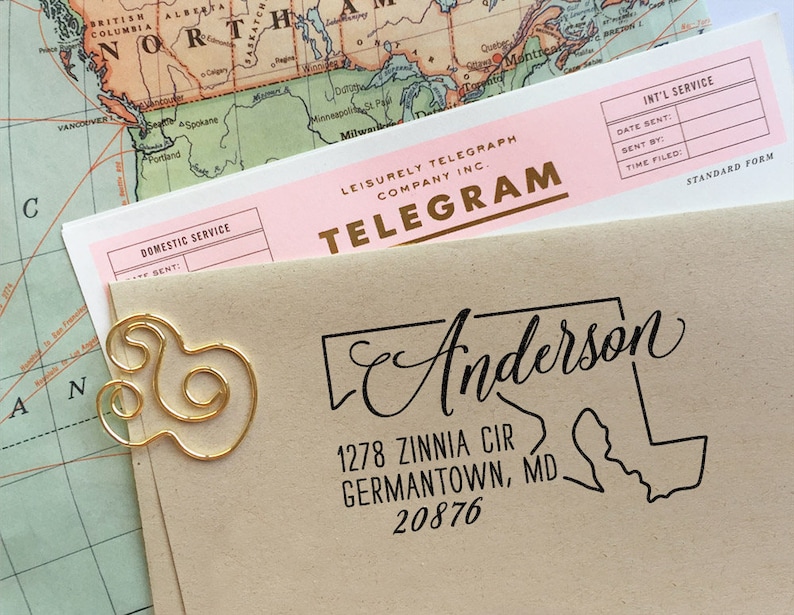 Custom Maryland Map Return Address Stamp, Perfect Gift for Holidays ...