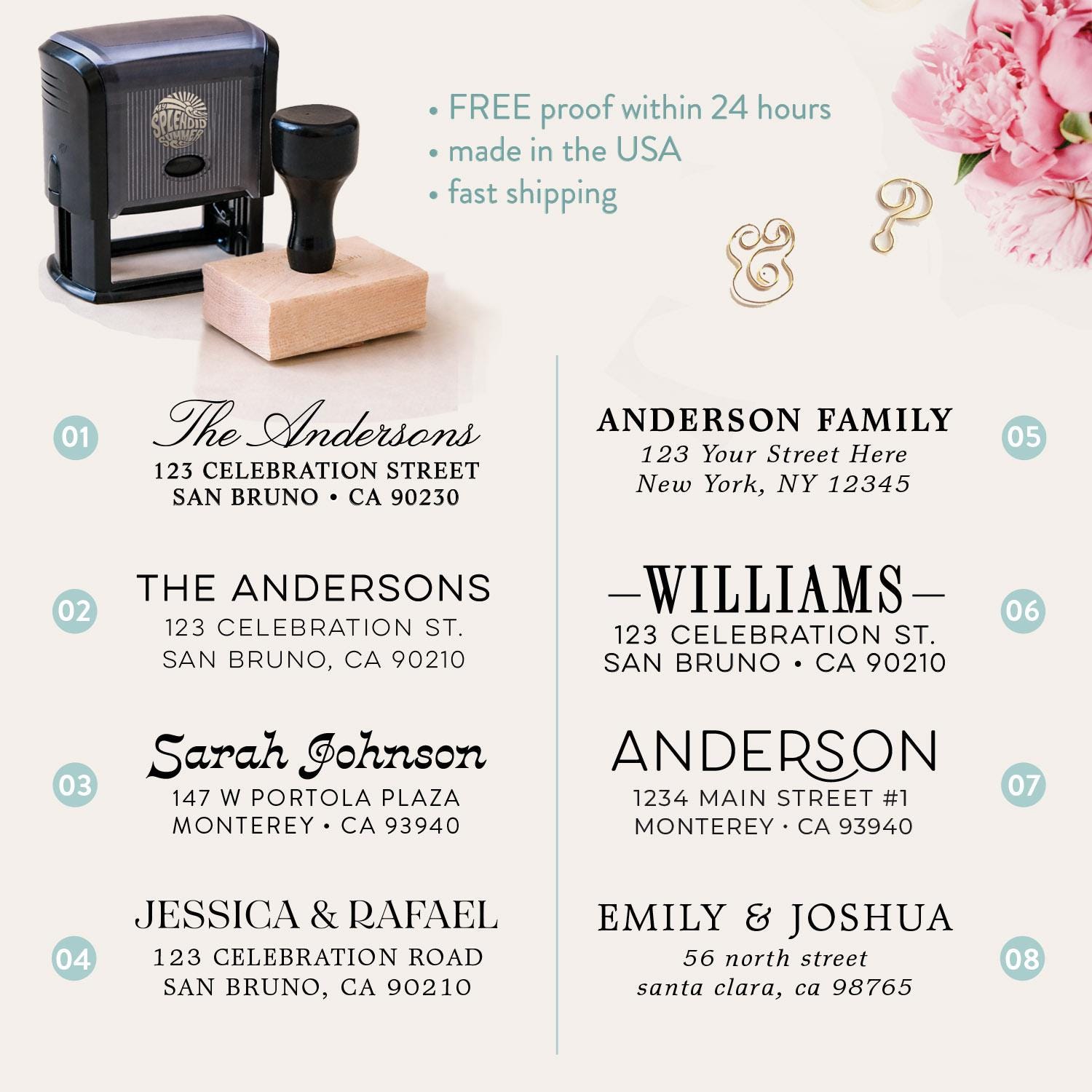 Custom Wedding Return Address Stamp | Elegant Script Envelope Stamper ...