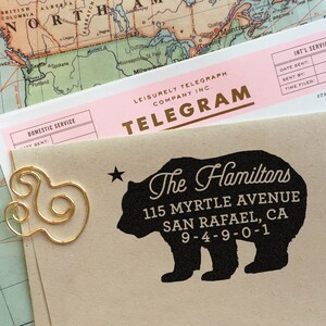 Custom Address Stamp, California Republic Bear Address Stamp, State ...