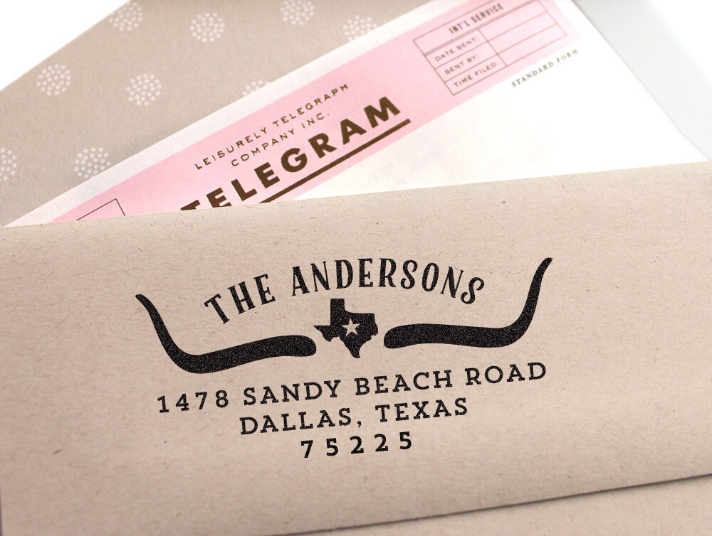 Custom Texas Longhorn Address Stamp Return Address Stamping - Etsy