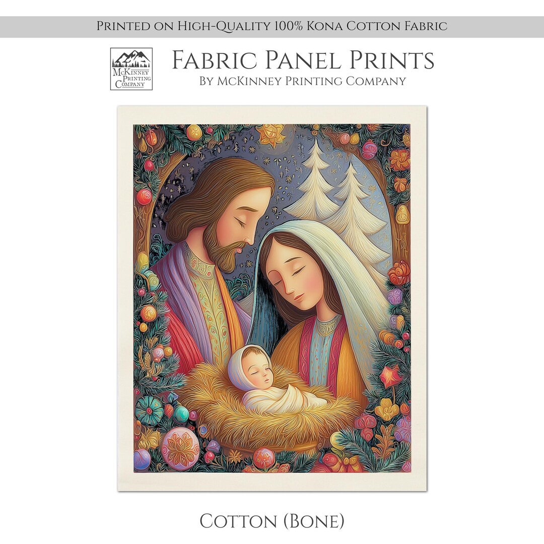 Christmas Fabric Panels, Nativity, Baby Jesus, Manger, Large Print ...