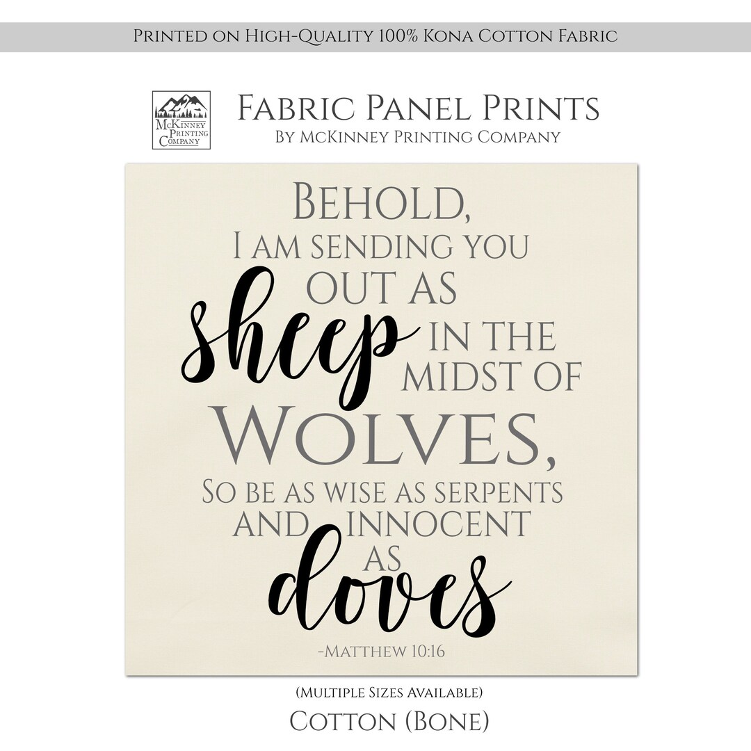 Matthew 10 16, Bible Verse, Large Print Fabric, Fabric Panel, Small ...