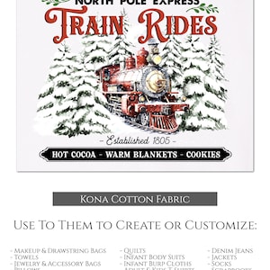 Christmas Panel Fabric, Train Fabric, Sewing, Large Print Fabric, Block ...