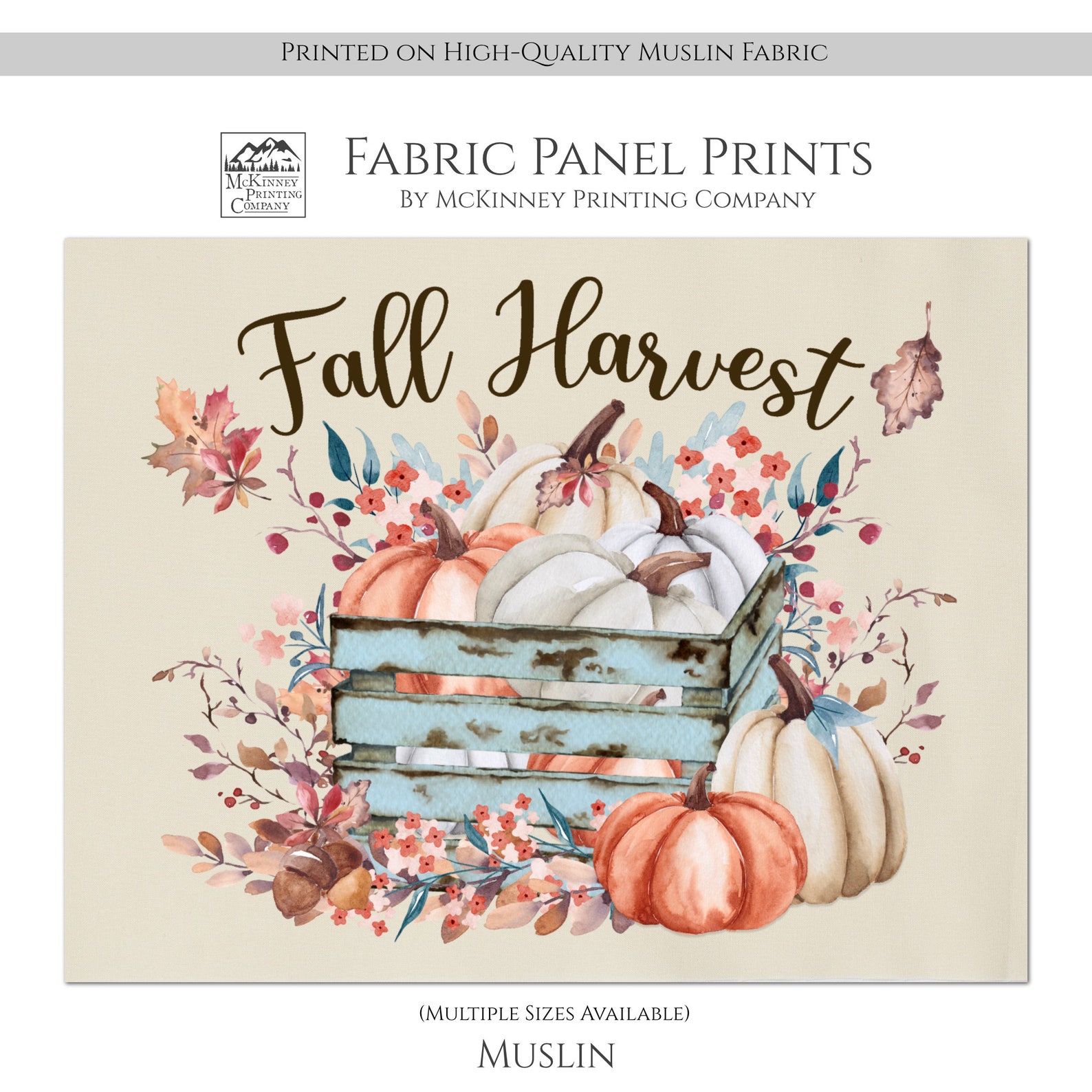 Fall Fabric Panel, Fabric, Autumn Decor, Large Print Fabric, Block ...