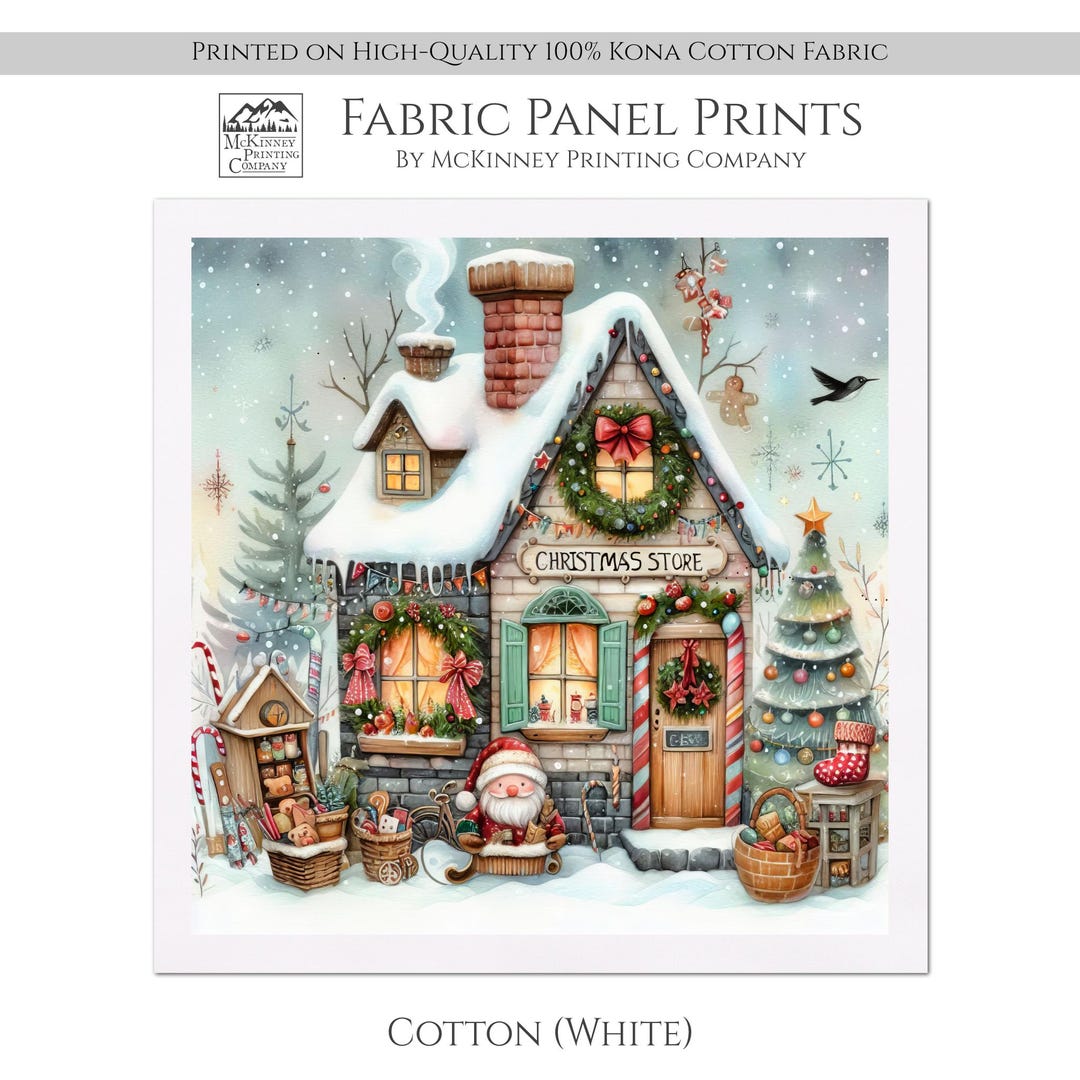 Christmas Fabric Panels, Christmas Village House, Cotton, Christmas ...