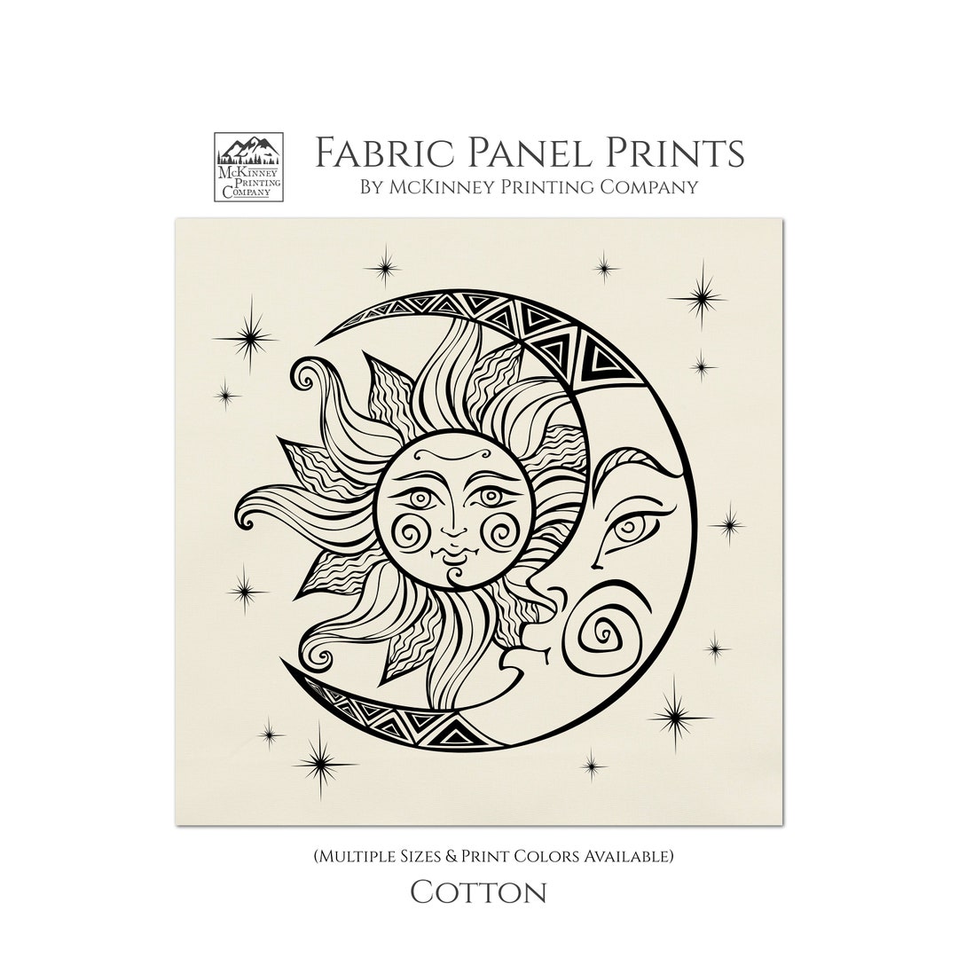 Sun and Moon Fabric, Sun and Moon Decor, Large Print Fabric, Fabric ...
