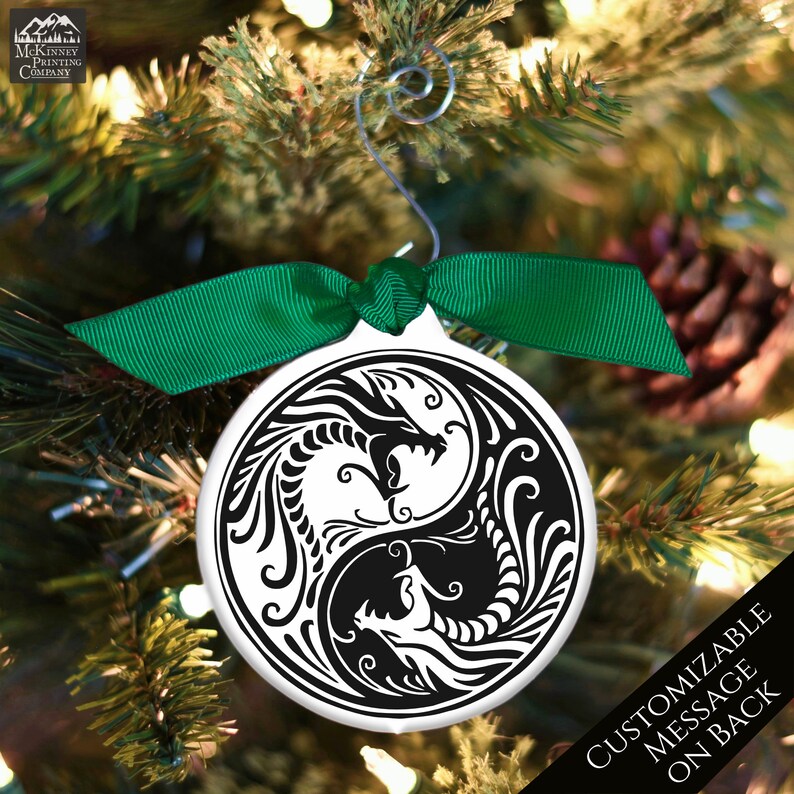 Dragon Ornament, Yin Yang, Ouroboros, Tree Decor, Secret Santa Gift ...