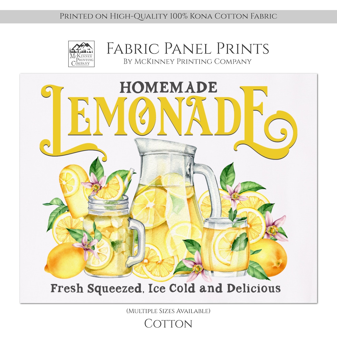 Lemon Fabric, Lemonade, Fruit, Food, Summer, Cotton, Farmhouse, Large ...