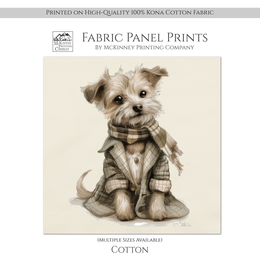 Dog Fabric Panel, Puppy, Sewing, Large Print Fabric, Panel, Block Print ...