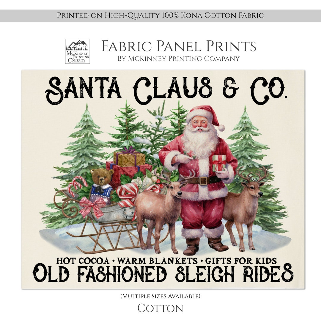 Christmas Fabric Panels, Santa Fabric, Victorian Decor, Xmas, Large ...