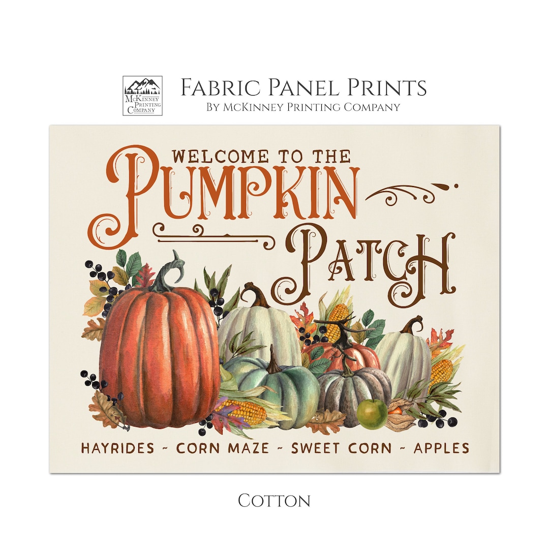 Fall Fabric Panel, Pumpkin Fabric, Autumn, Decor, Large Print Fabric ...