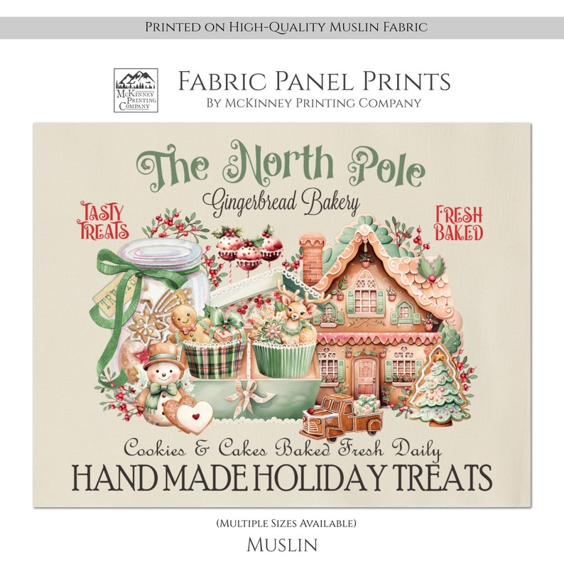 Christmas Panel Fabric, Gingerbread, Xmas, Farm, Bakery, Large Print ...