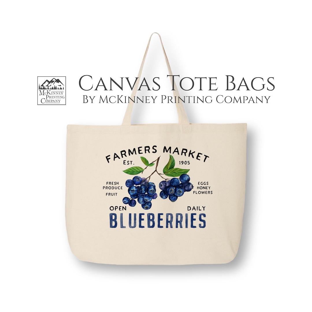 Blueberry Gift, Cute Canvas Tote Bag, Grocery, Reusable, Everyday ...