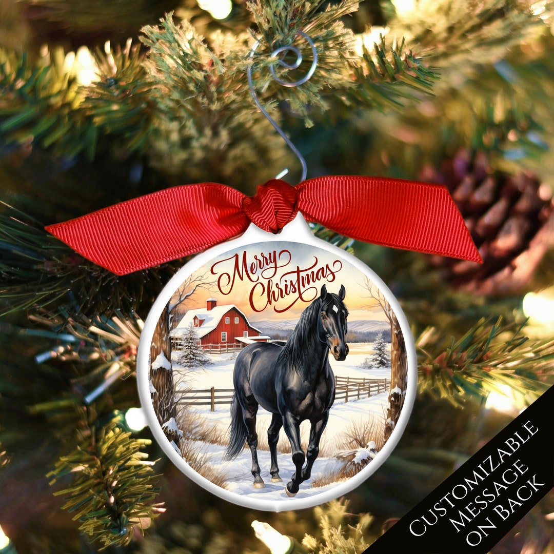 Horse Christmas Ornaments, Personalized Horse Ornament, Black, Horse ...