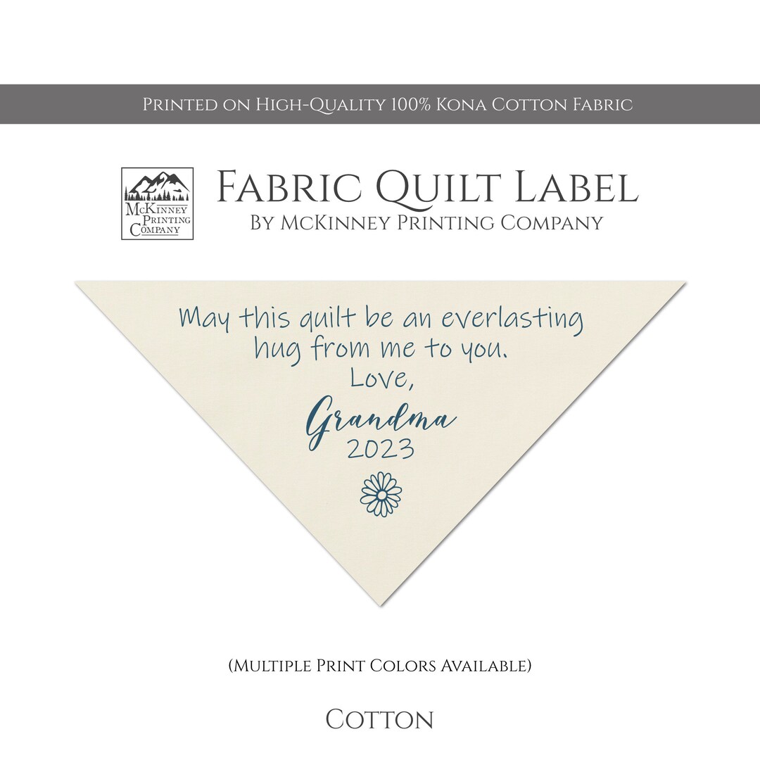 Quilt Label, Triangle, Personalized Quilt Labels, Custom, Kona Cotton ...