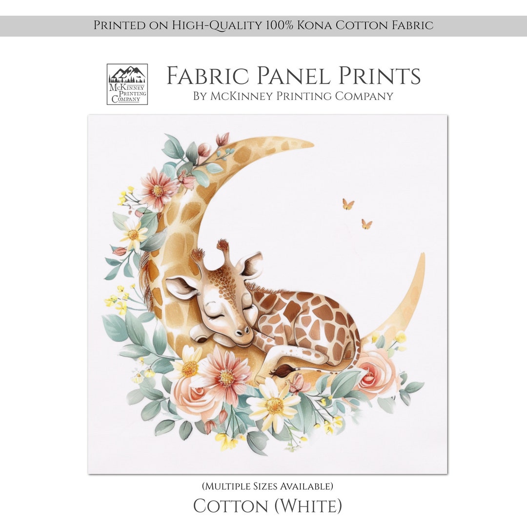 Giraffe Print Fabric, Baby Fabric Panels, Nursery, Large Print Fabric ...