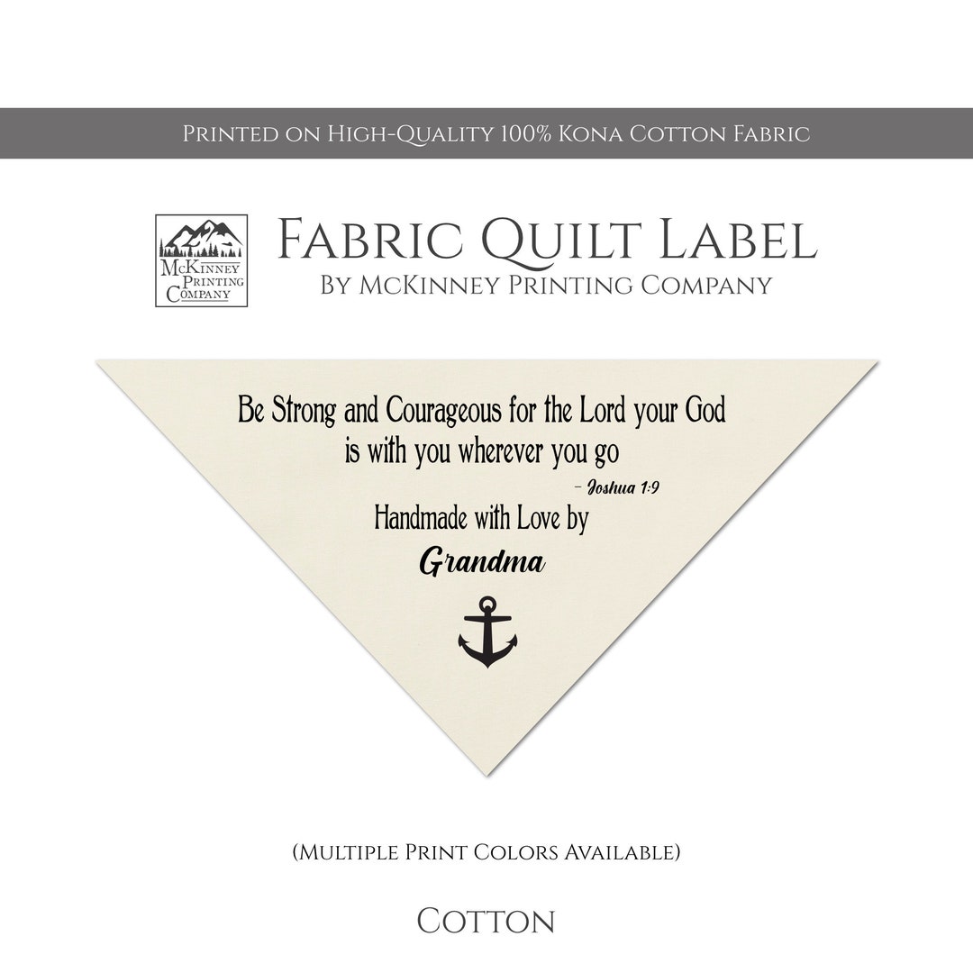 Quilt Label, Triangle, Joshua 1 9, Personalized Quilt Labels, Custom ...
