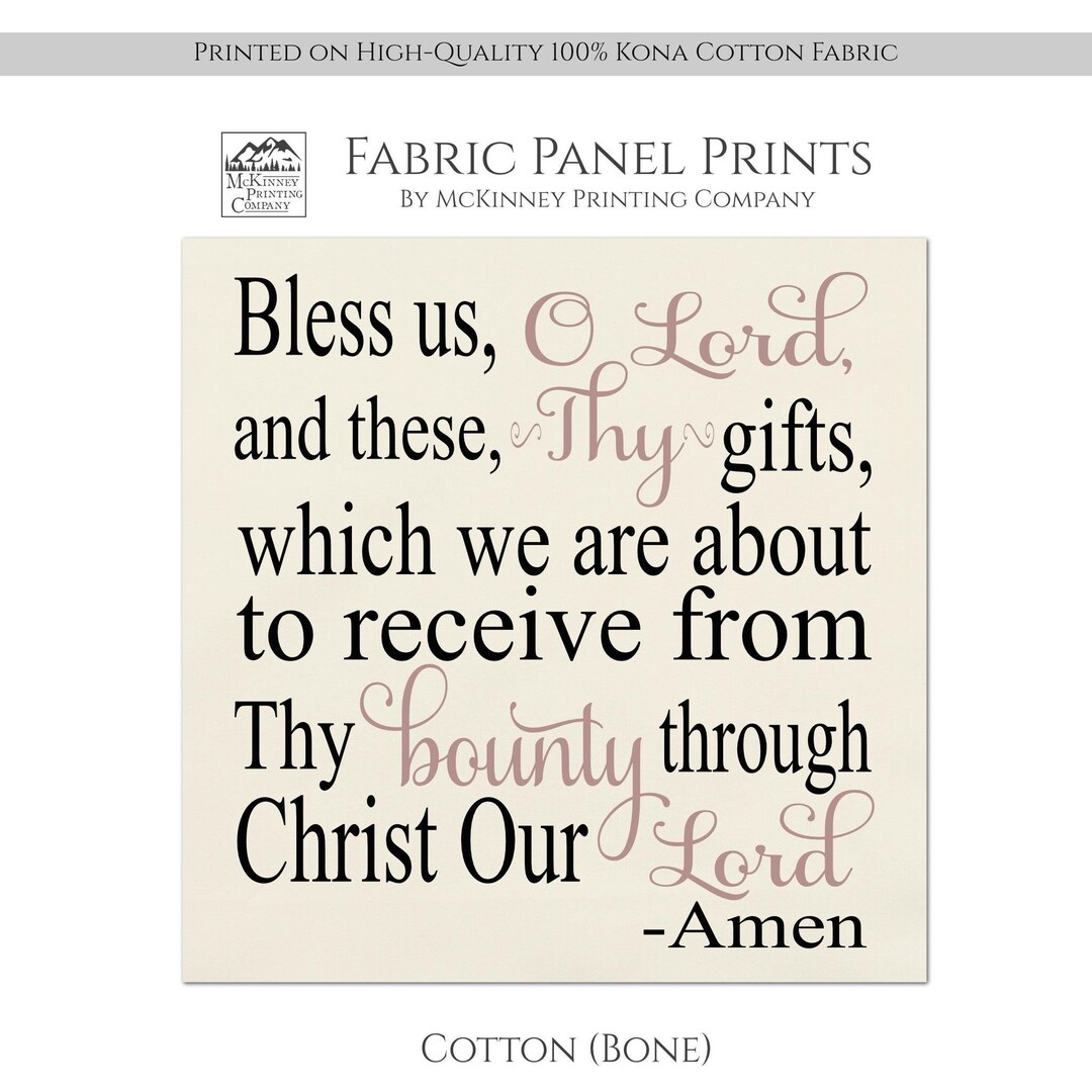 Religious Fabric, Bless Us O Lord, Catholic Prayer, Dinner, Large Print ...