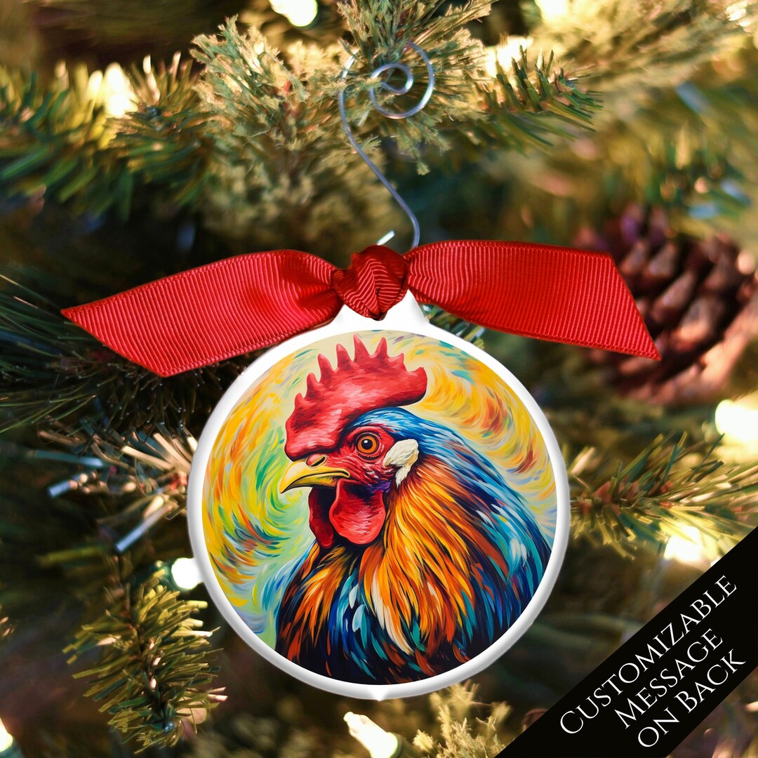 Rooster Ornament, Chicken Gifts, Portrait, Painting, Farm, Animal ...