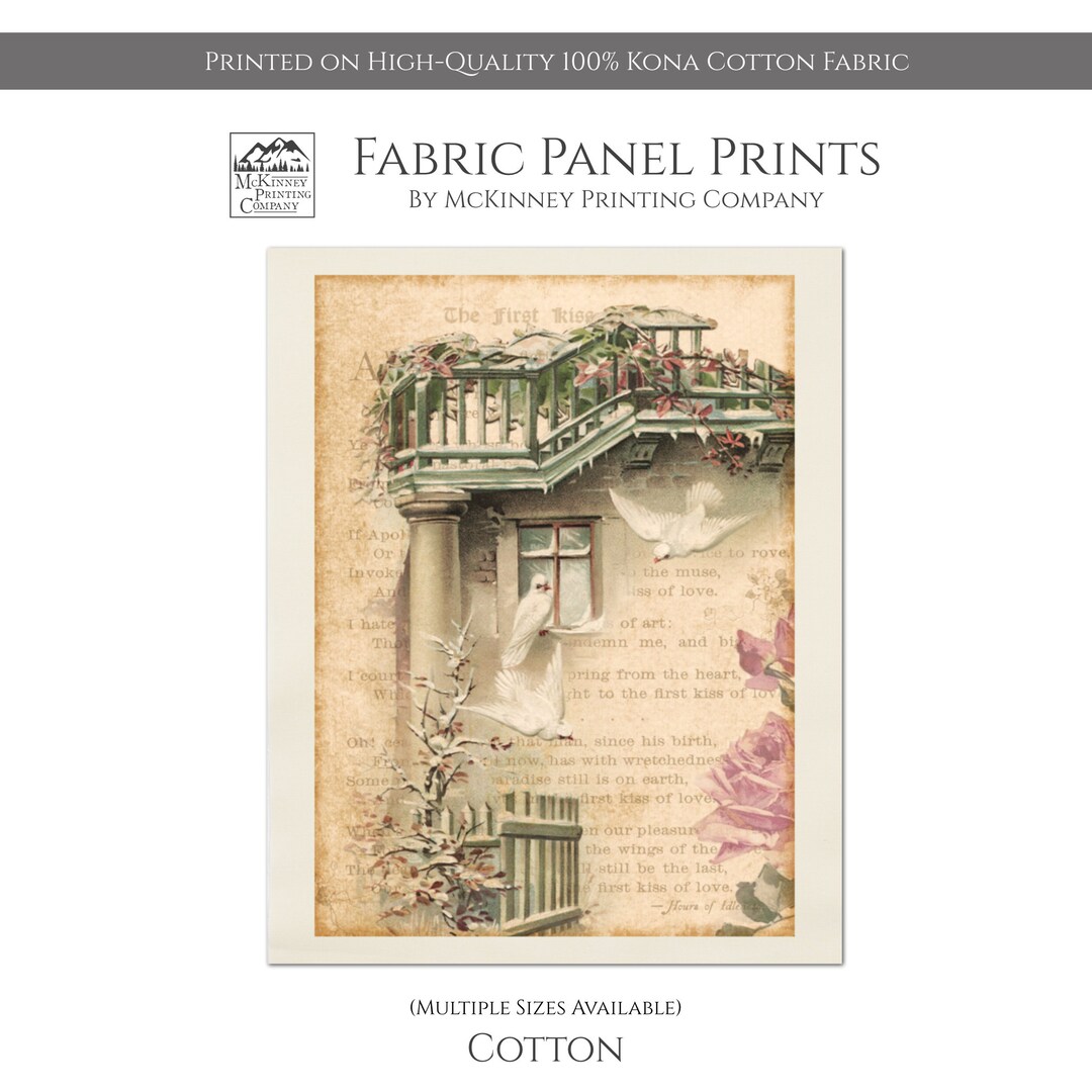 Dove Fabric, Shabby Chic, Large Print Fabric, Panel, Antique, Victorian ...