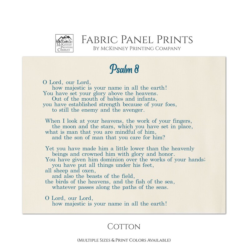 Psalm 8 Bible Verse Christian Large Print Fabric Fabric - Etsy