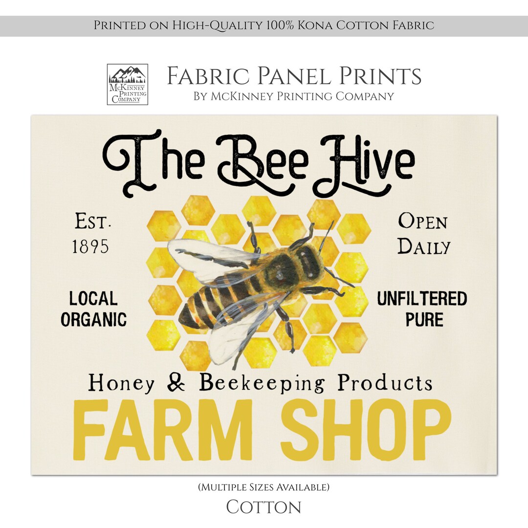 Honey Bee Fabric, Bee Fabric, Bumble Bee, Large Print Fabric, Block ...