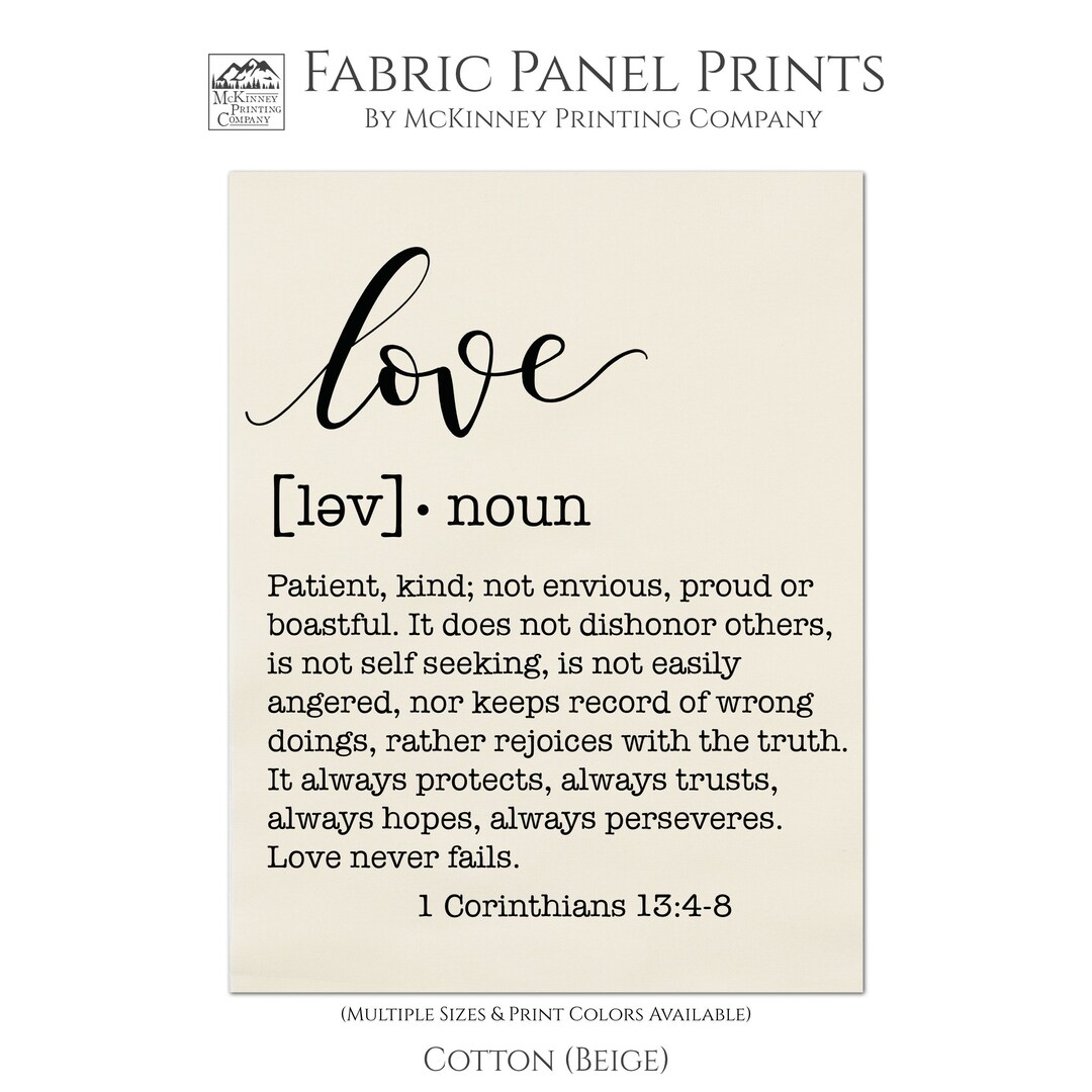 Scripture Fabric, 1 Corinthians 13 4 8, Love Fabric, Inspirational ...