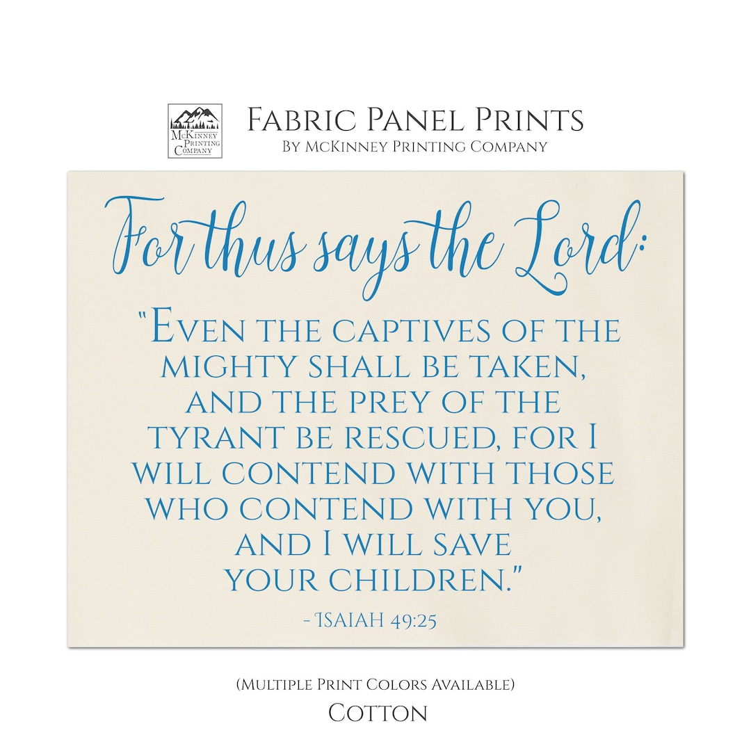 Religious Fabric, Scripture, Children, Isaiah 49 25, Bible Verse, Large ...
