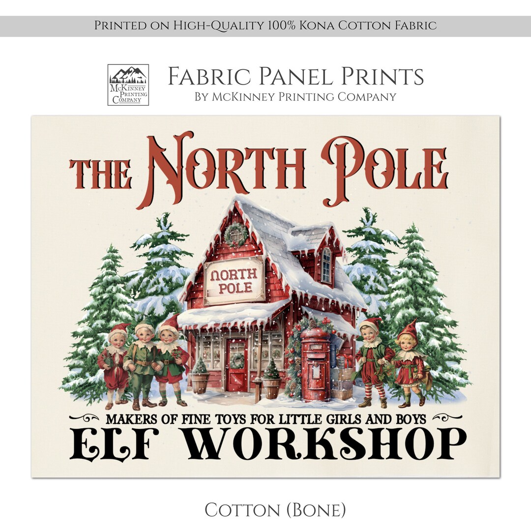 Christmas Fabric Panel, Elf Fabric, Farmhouse, Farm, Holiday, Large ...