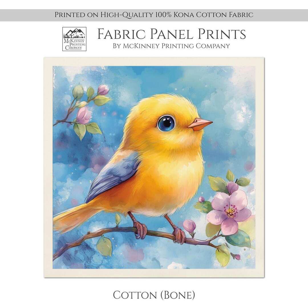 Bird Fabric Panel, Baby Fabric Panels, Woodland Animal, Watercolor ...