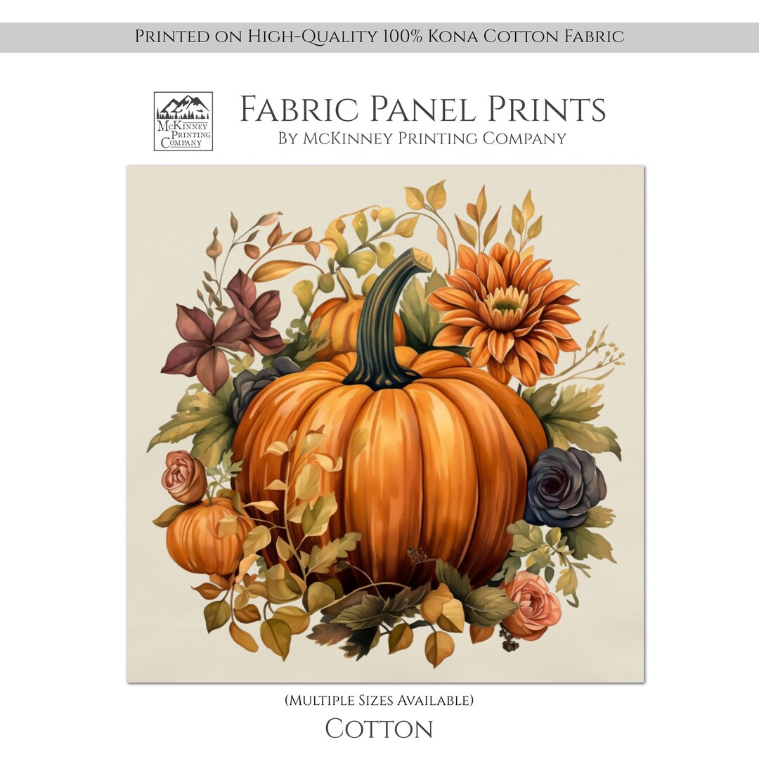 Pumpkin Fabric, Fall Fabric Panel, Autumn, Decor, Large Print Fabric ...