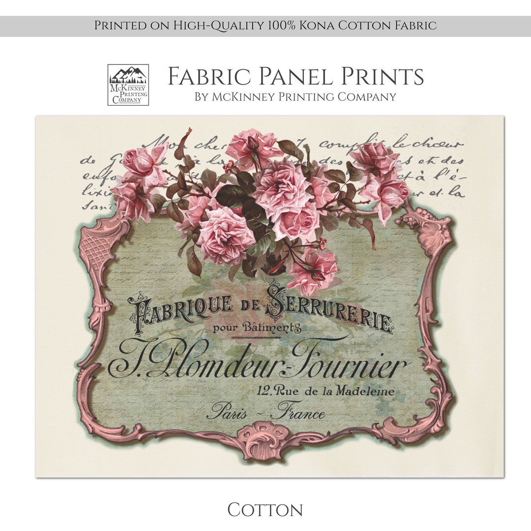 Shabby Chic Fabric, French, Cabbage Rose, Floral, Large Print Fabric ...