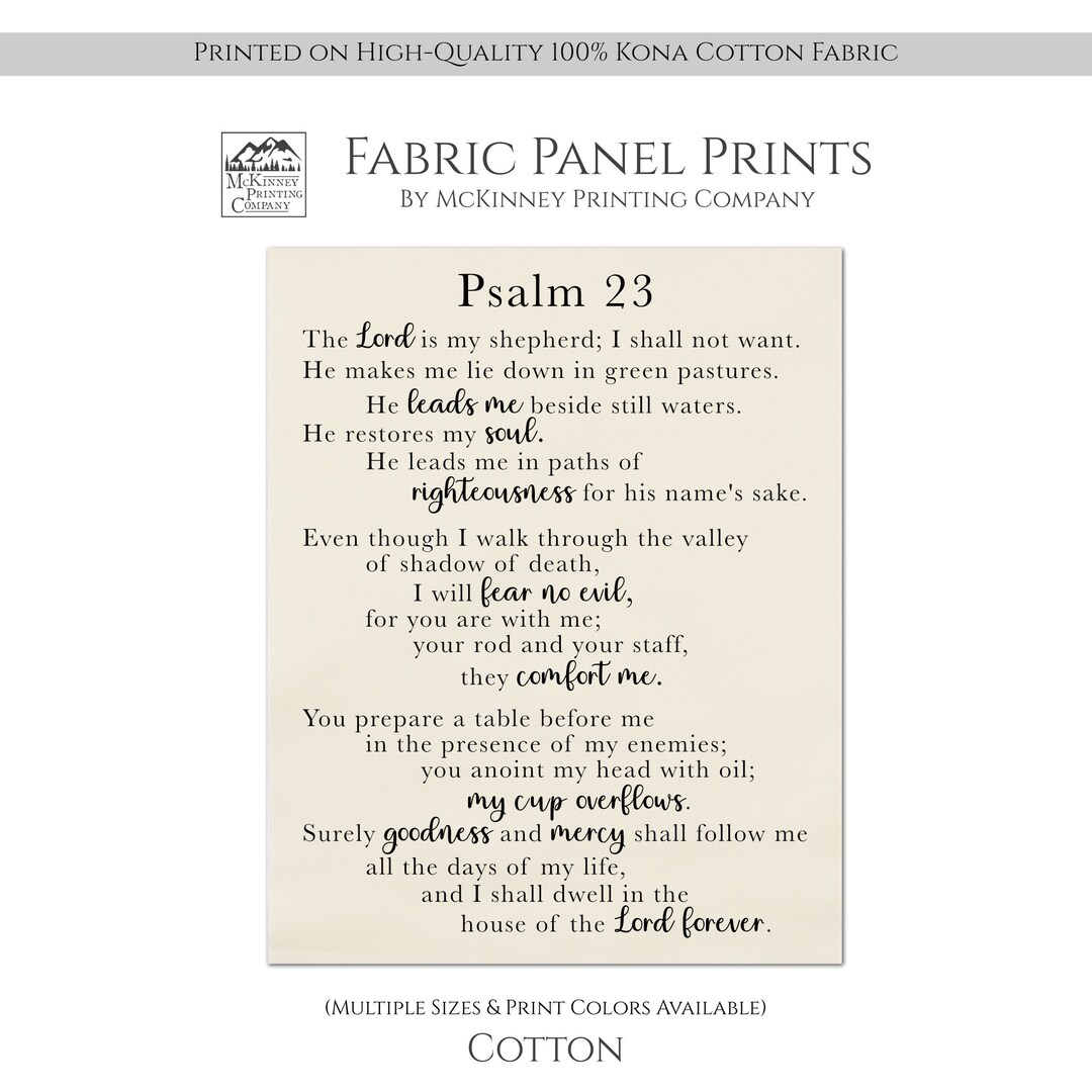 Psalm 23, My Shepherd, Bible Verse, Quote, Saying - Large Print Fabric ...
