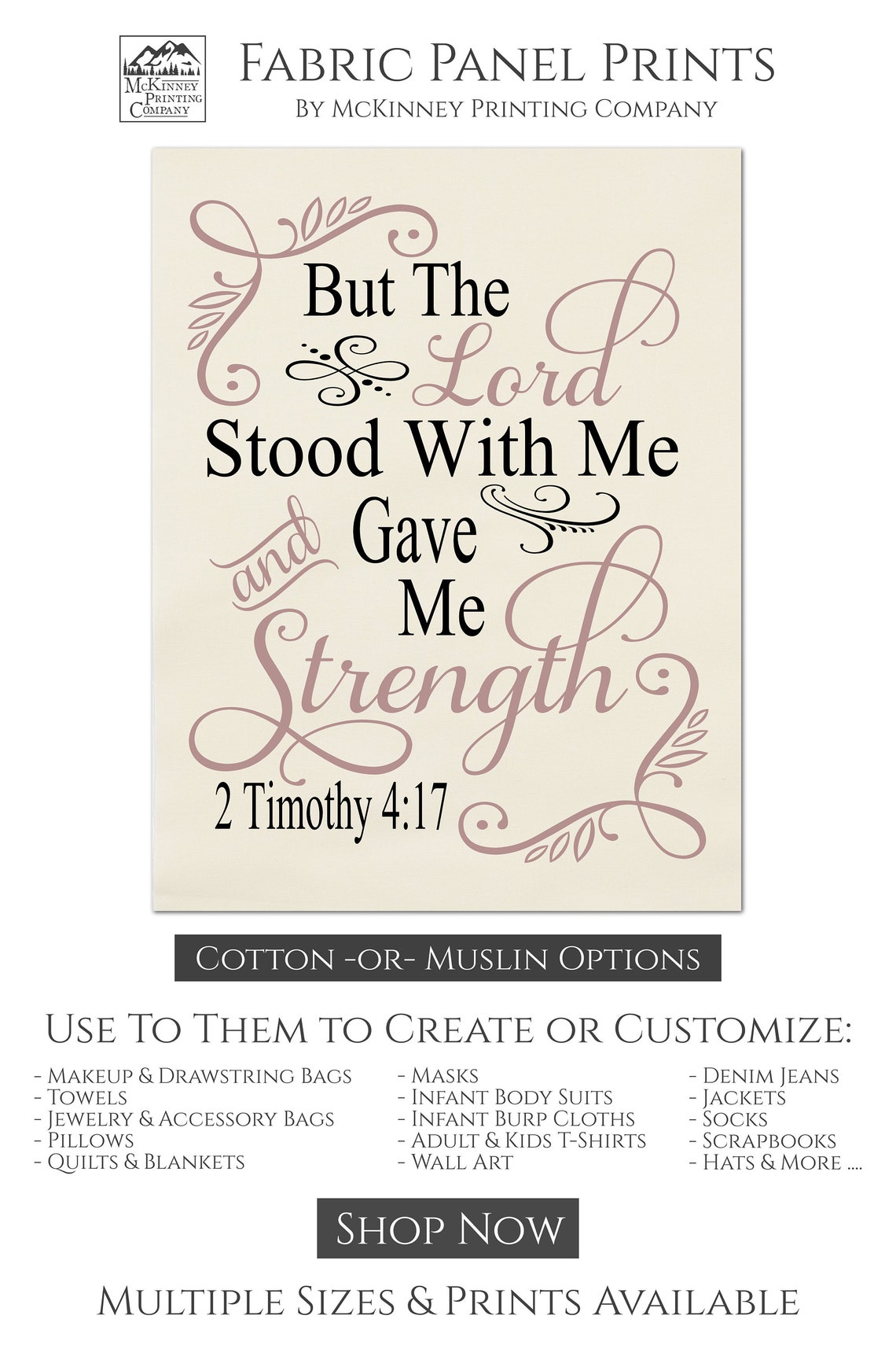 2 Timothy 4:17 Bible Verse Large Print Fabric Fabric Panel | Etsy