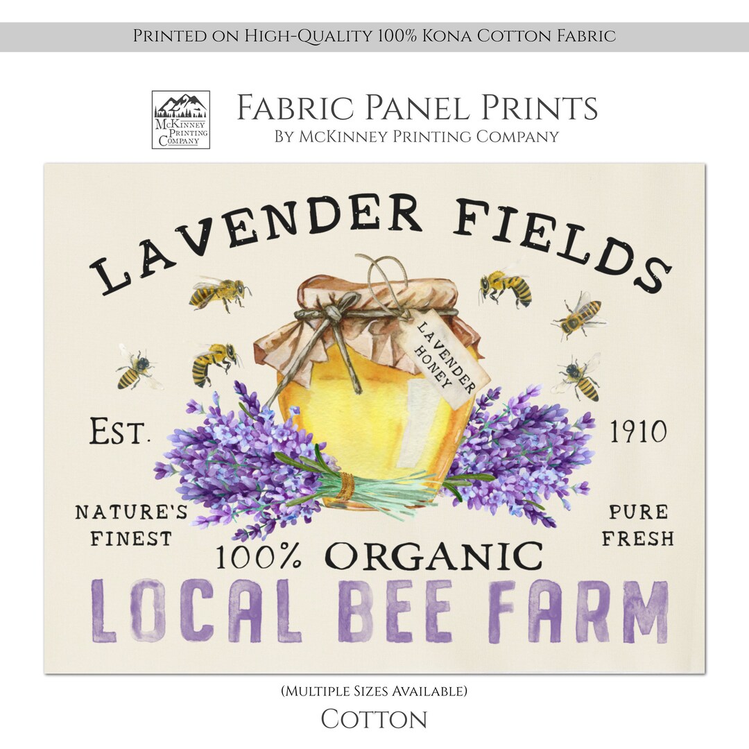 Honey Bee Fabric, Lavender Fabric, Large Print Fabric, Block Print ...
