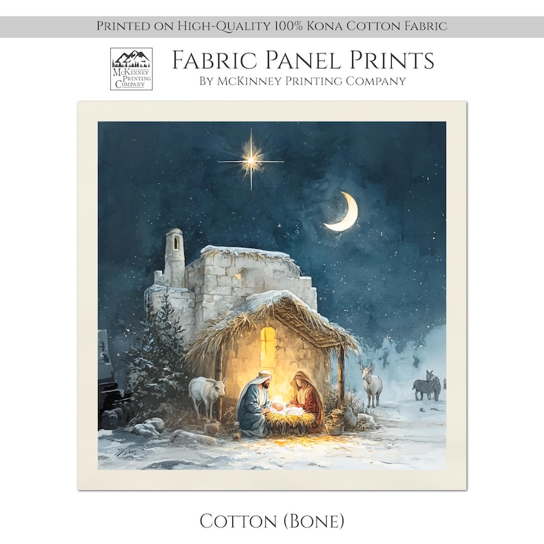 Christmas Fabric Panels, Nativity, Scene, Baby Jesus, Mary, Joseph ...