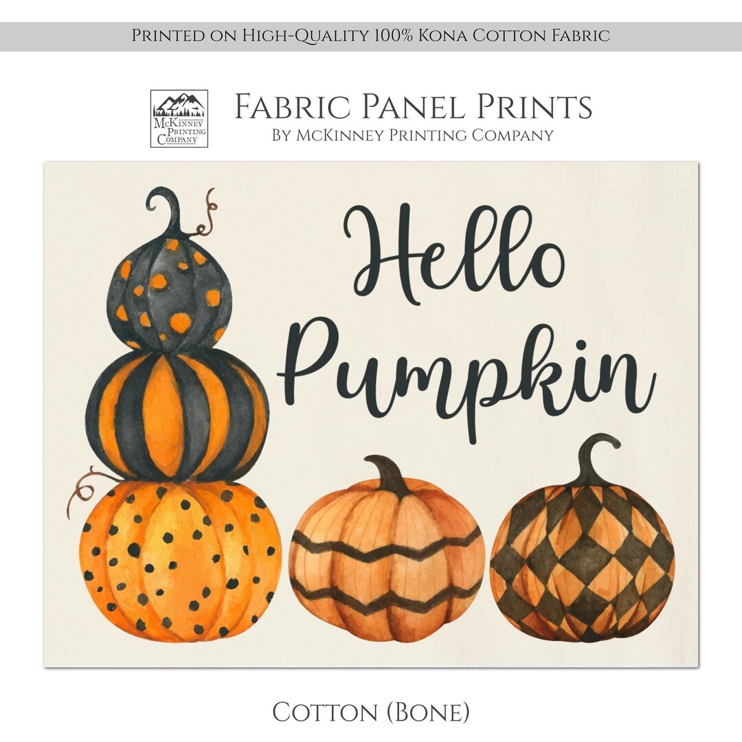 Fall Fabric Panel, Halloween Fabric, Pumpkin Fabric, Craft, Large Print ...