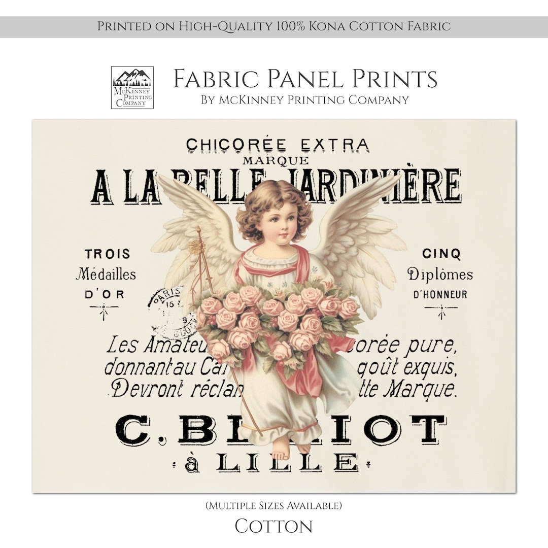 Angel Fabric, Shabby Chic Floral Fabric, French Country, Rose, Large ...