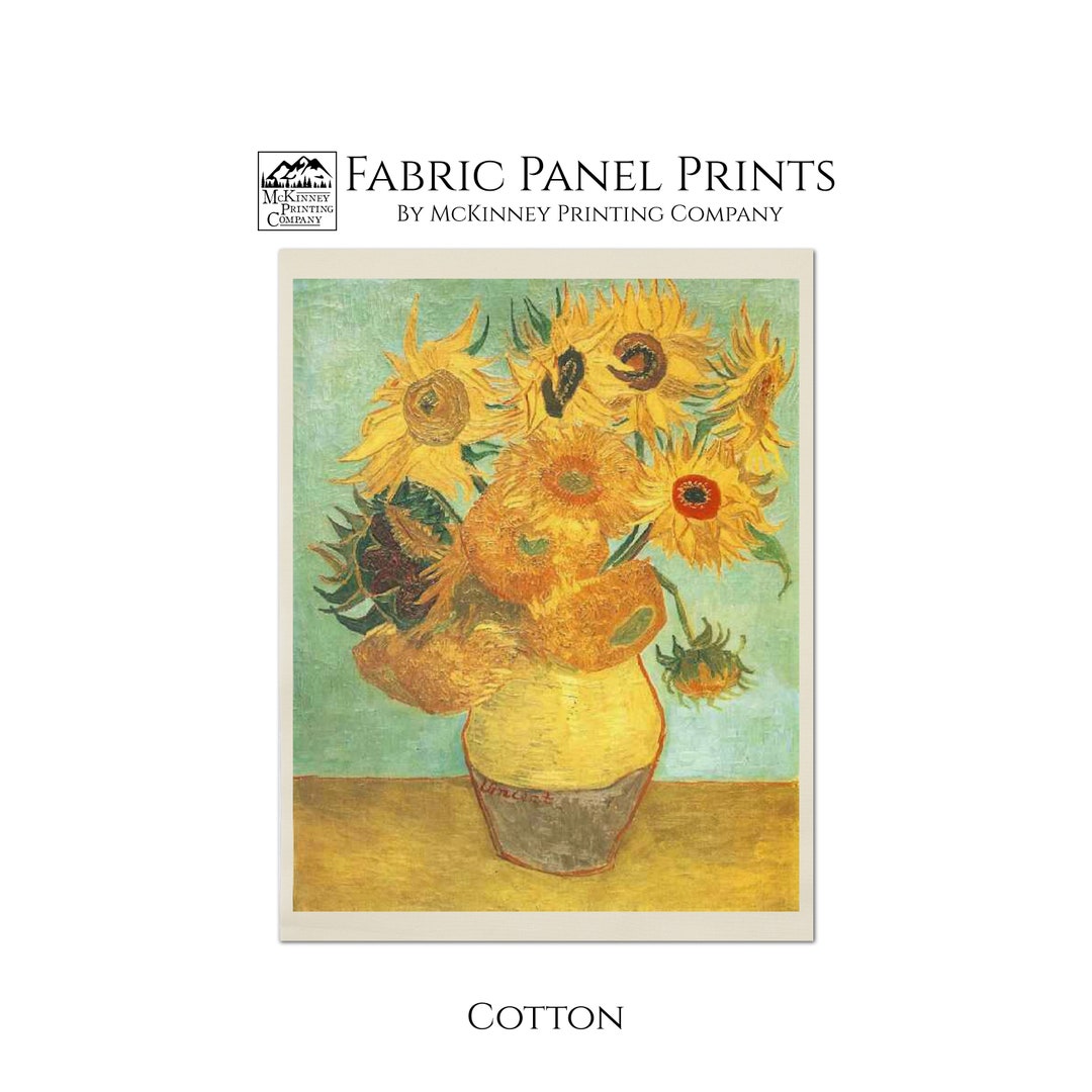 Van Gogh Fabric, Van Gogh Sunflowers - Large Print Fabric, Fabric Panel ...
